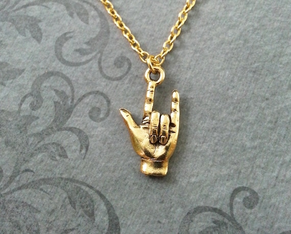 I Love You Necklace SMALL Sign Language Necklace I Love You - Etsy