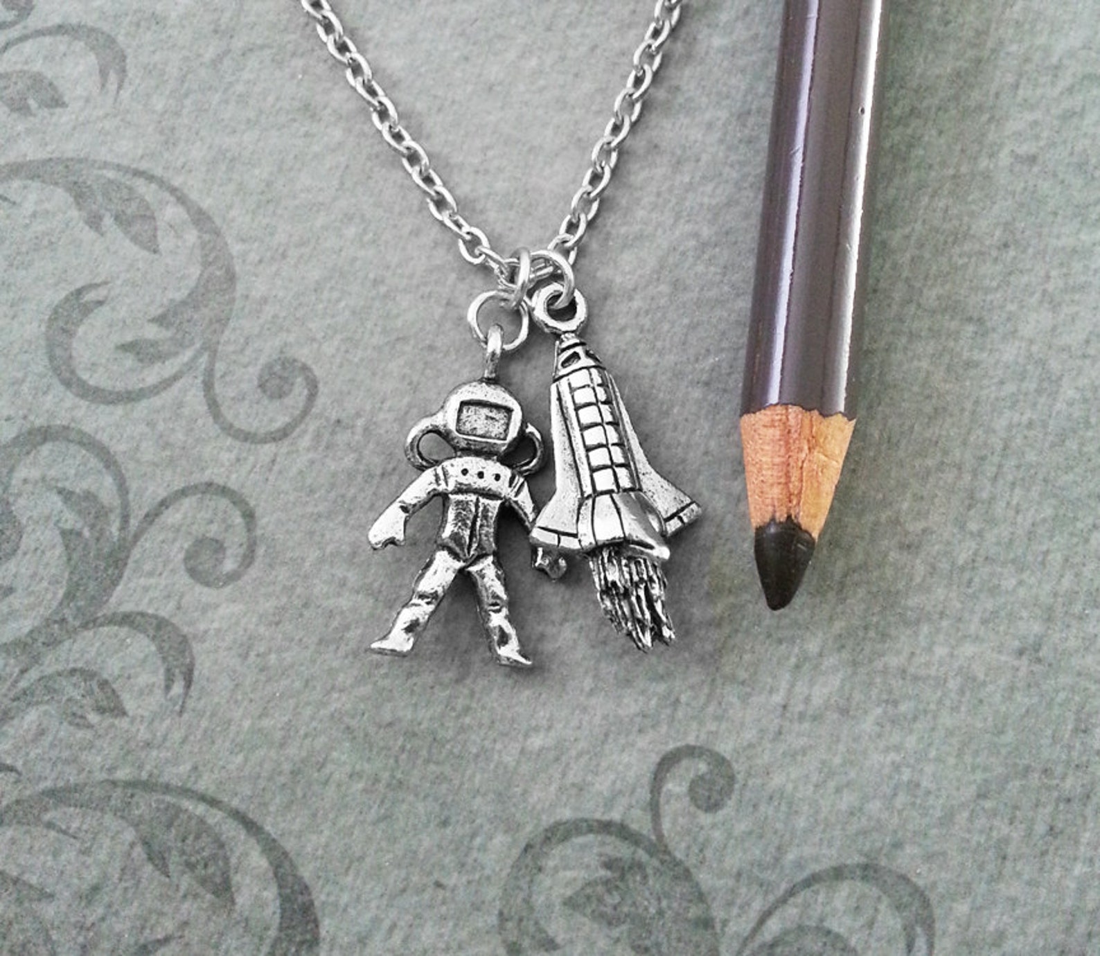 Astronaut Necklace Astronaut Jewelry Rocket Necklace Silver - Etsy