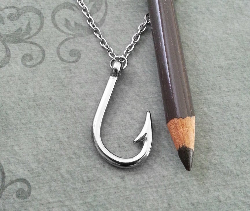 Fishhook Necklace Fish Hook Necklace Fishing Jewelry Fishing | Etsy