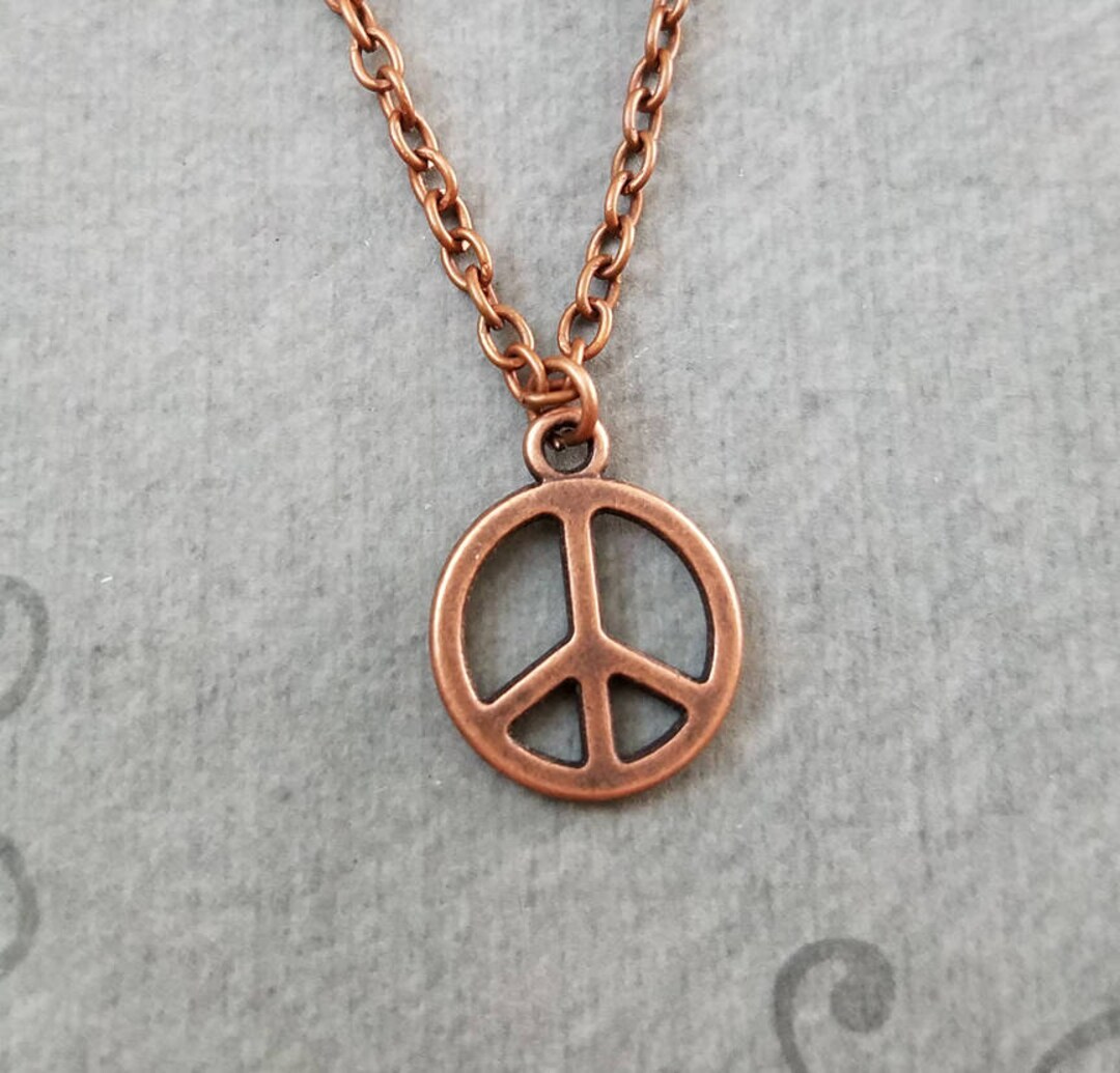 Peace Sign Necklace VERY SMALL Peace Sign Charm Necklace Peace Sign ...