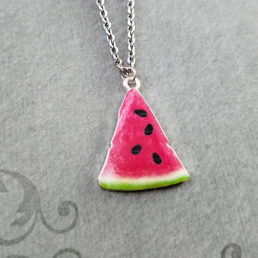 Watermelon Necklace Watermelon Jewelry Watermelon Slice Charm - Etsy