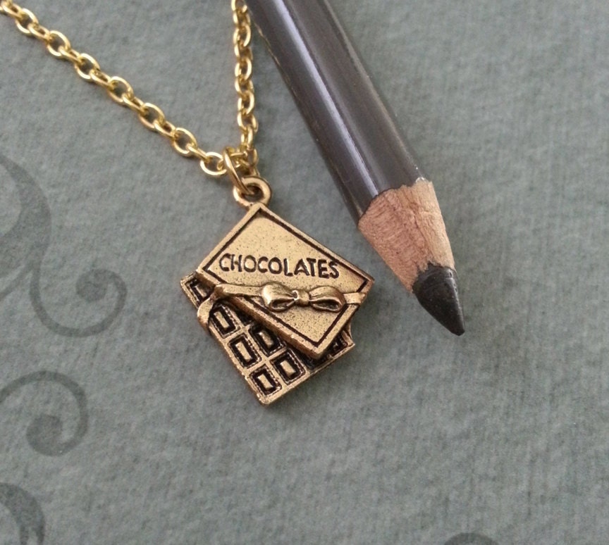 Box of Chocolates Necklace, SMALL Pendant Necklace, Anniversary Gift ...