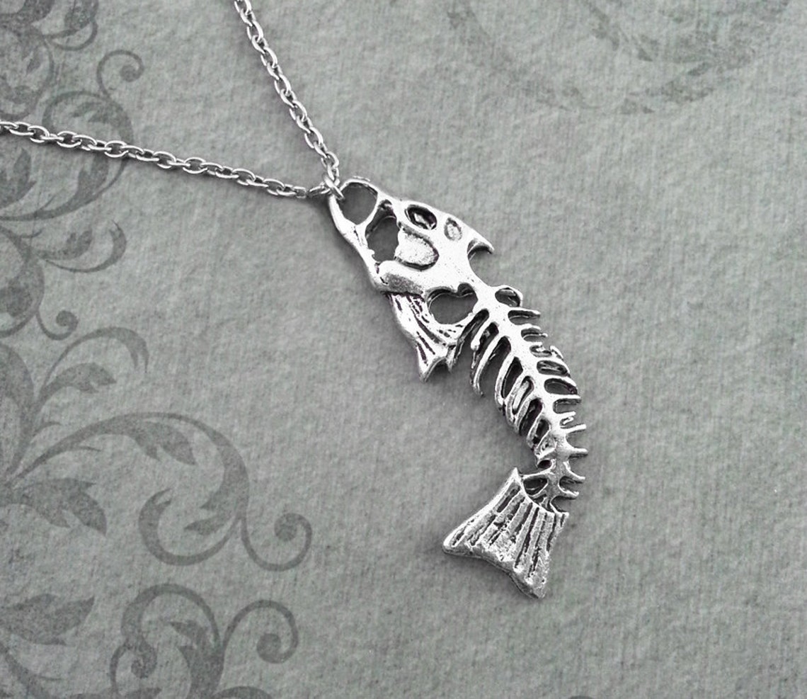 Fishbone Necklace Fish Bone Jewelry Fishing Necklace Fish Jewelry ...