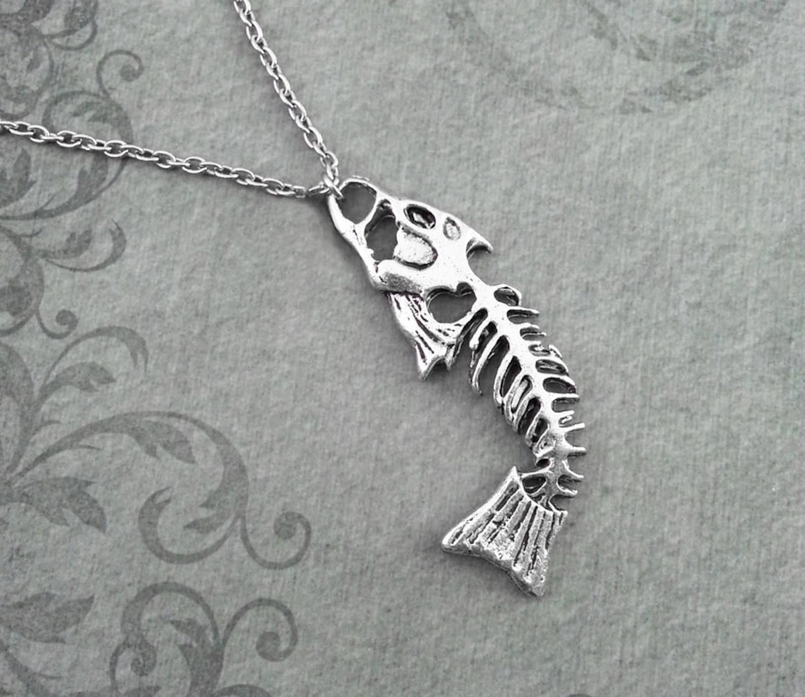 Fishbone Necklace Fish Bone Jewelry Fishing Necklace Fish - Etsy