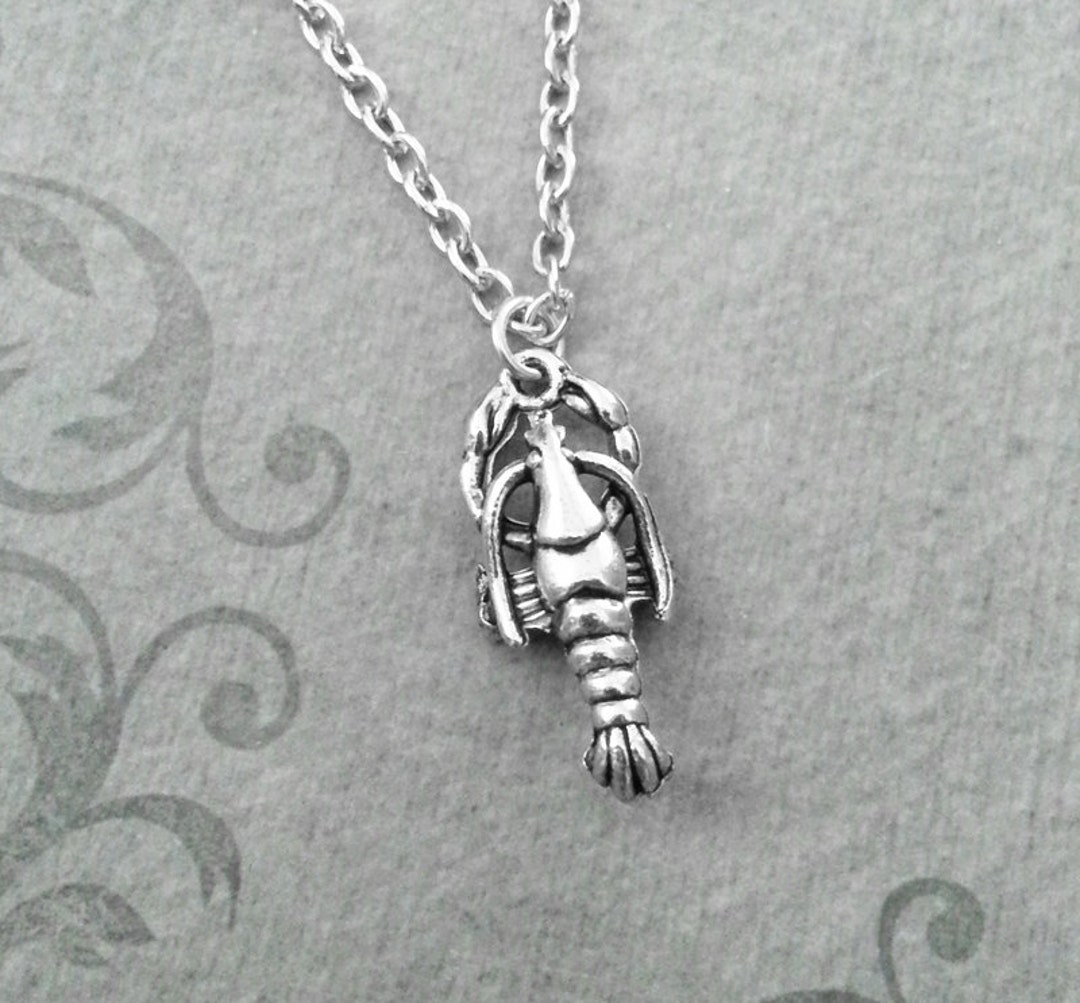 Lobster Necklace SMALL Silver Lobster Jewelry Lobster Charm Necklace ...