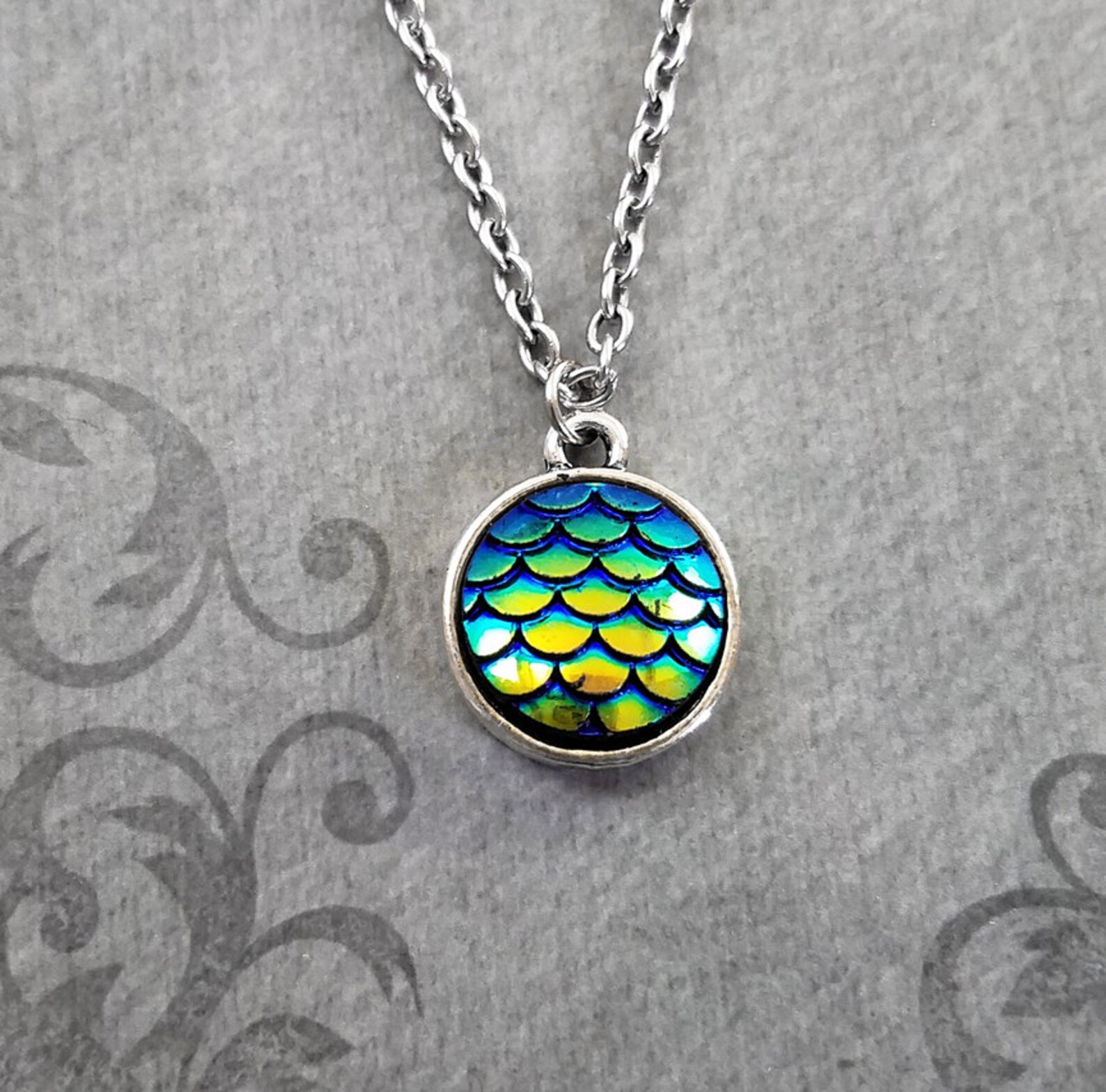 Scales Necklace VERY SMALL Fish Scales Charm Necklace Fish - Etsy