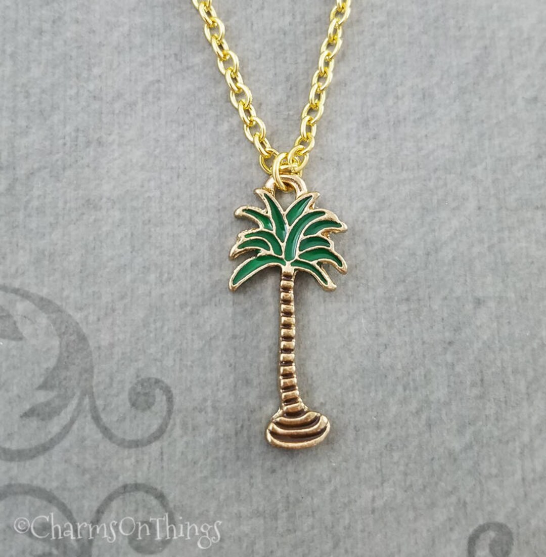 Palm Tree Necklace Palm Tree Charm Necklace Beach Jewelry Tropical ...
