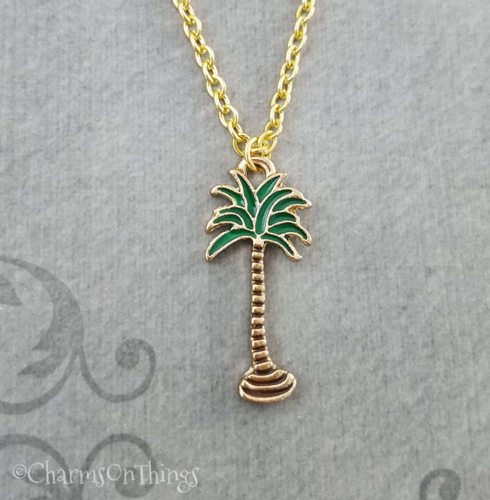 Palm Tree Necklace Palm Tree Charm Necklace Beach Jewelry - Etsy UK
