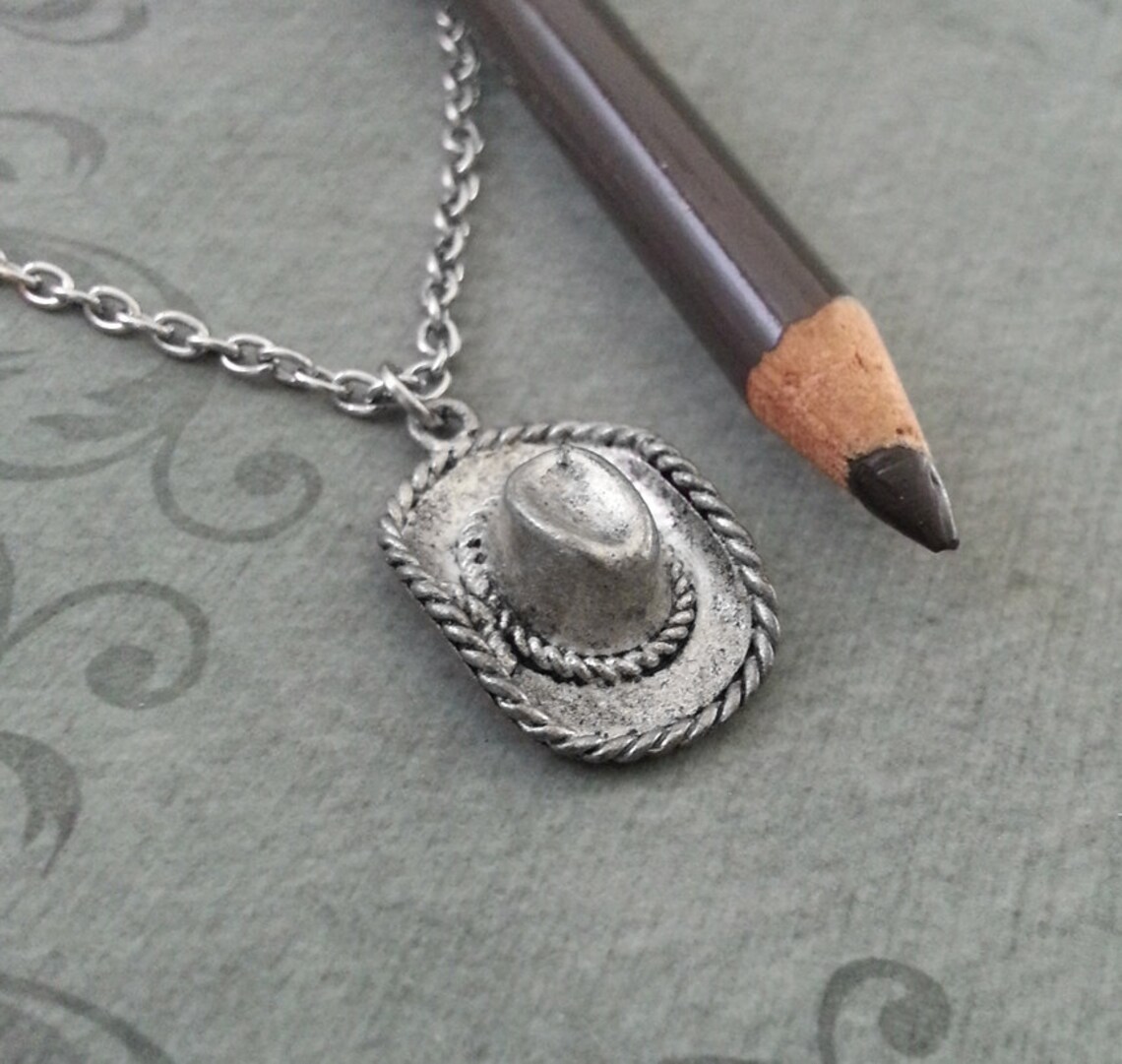 Cowboy Hat Necklace SMALL Cowboy Necklace Cowgirl Necklace - Etsy