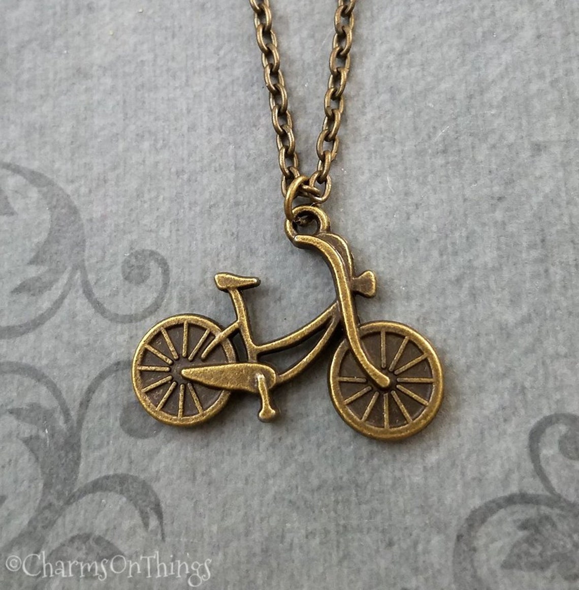 Bike Necklace Bronze Bike Charm Necklace Bike Jewelry Bike - Etsy