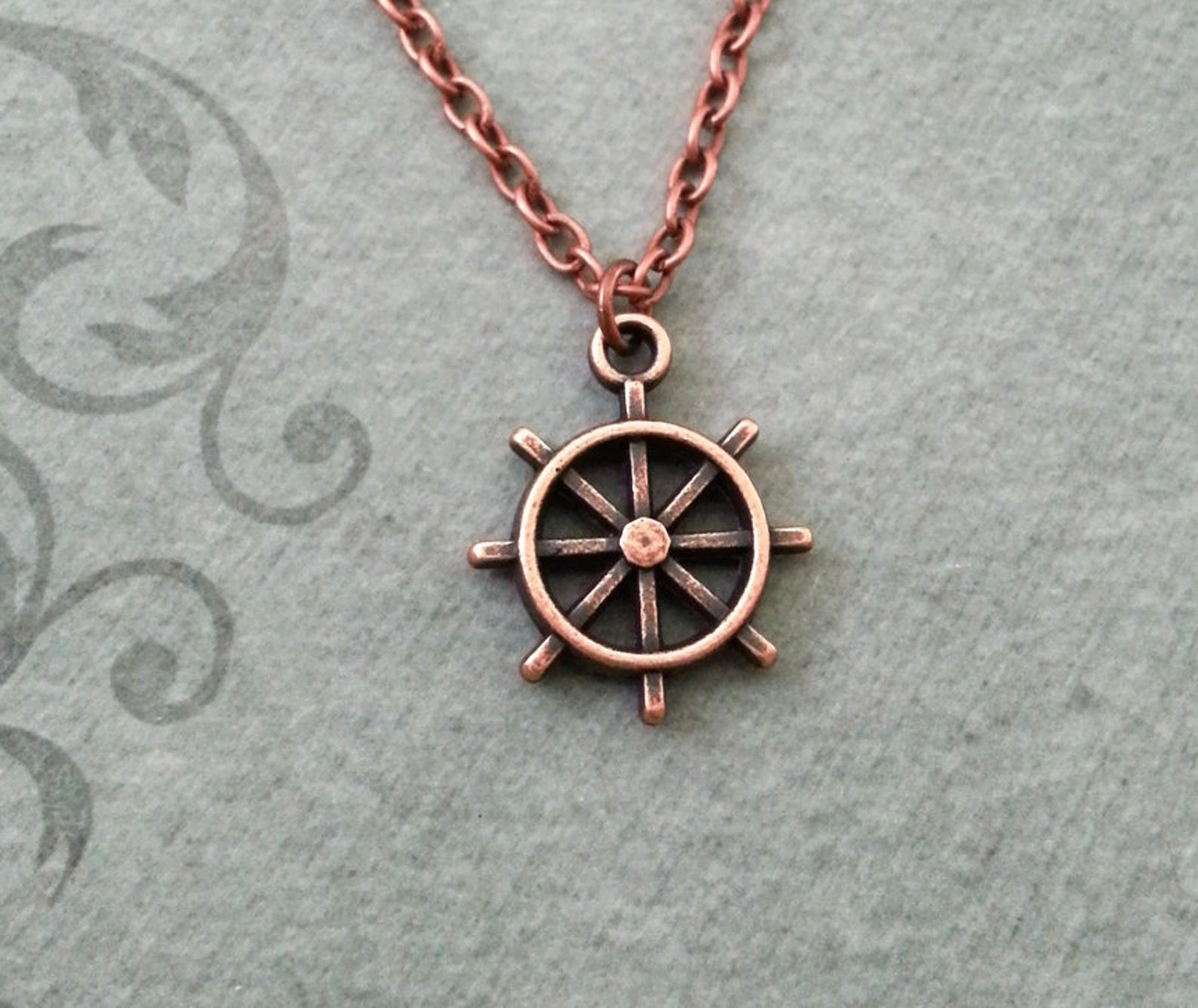 Ship Wheel Necklace VERY SMALL Copper Wheel Jewelry Ship's - Etsy