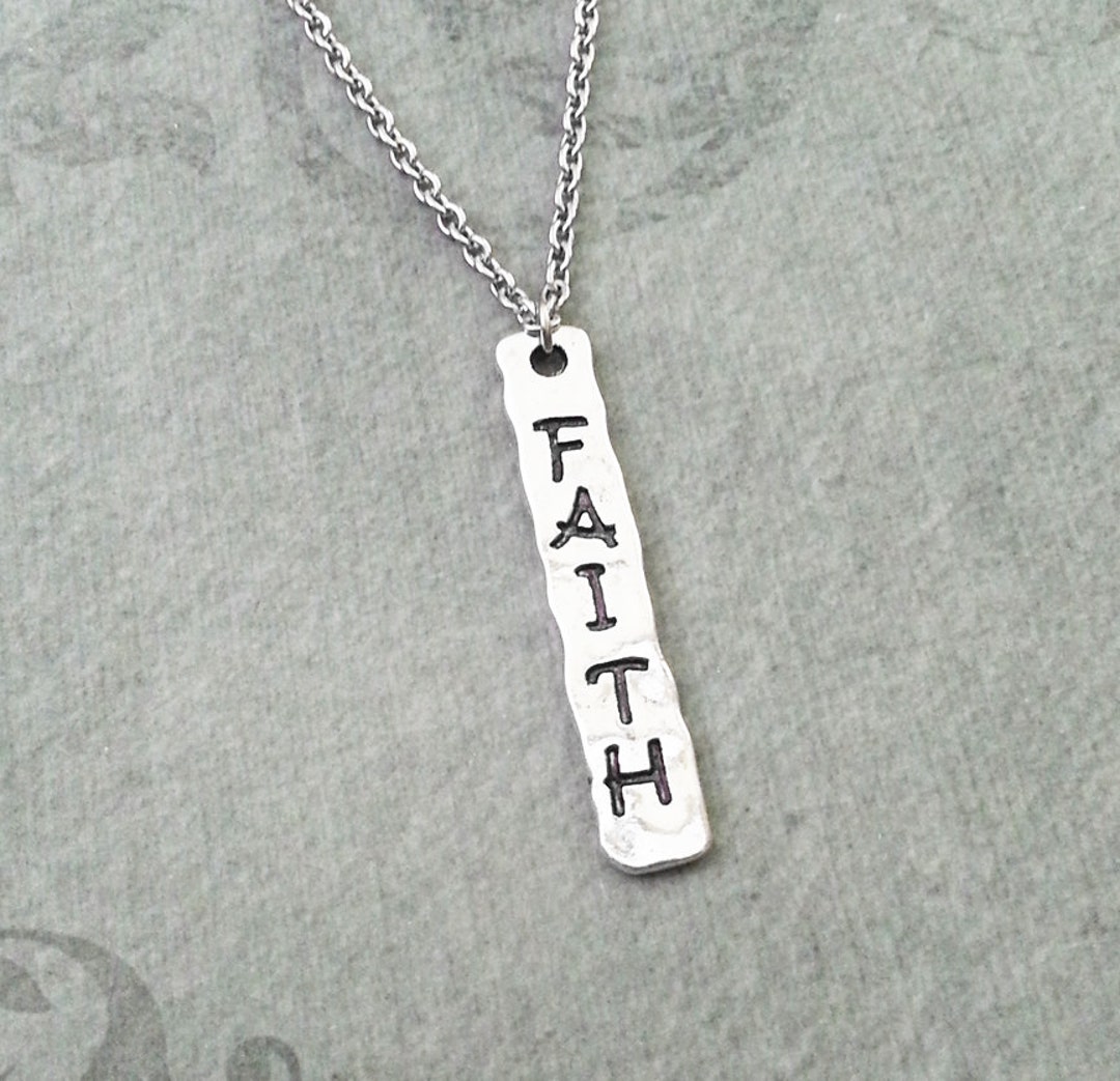 Faith Necklace Faith Jewelry Silver Faith Tag Necklace Engraved ...