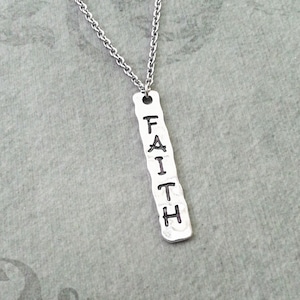 Faith Necklace Faith Jewelry Silver Faith Tag Necklace Engraved ...