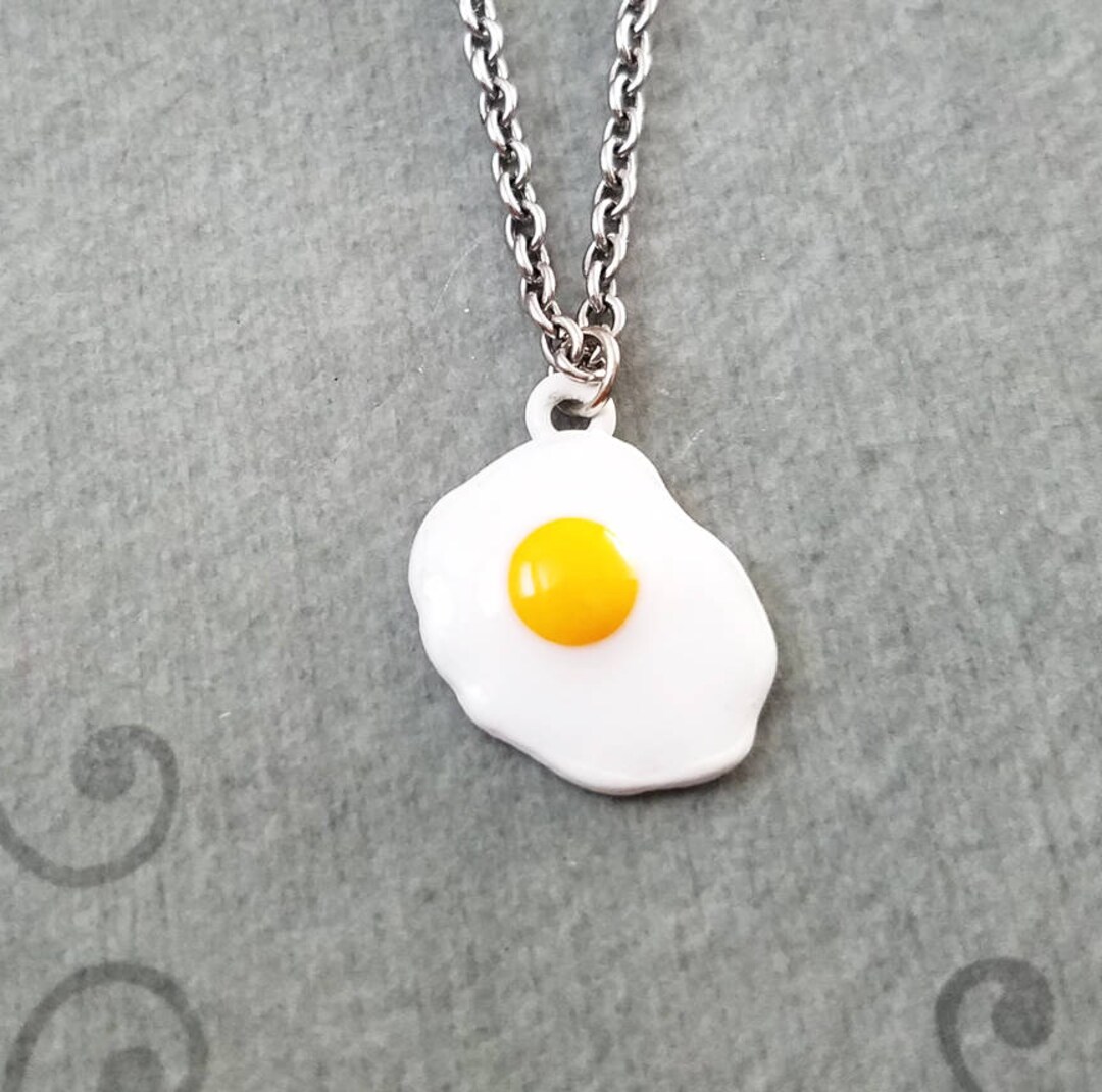 Egg Necklace SMALL Fried Egg Charm Necklace Sunny Side up Egg Pendant ...