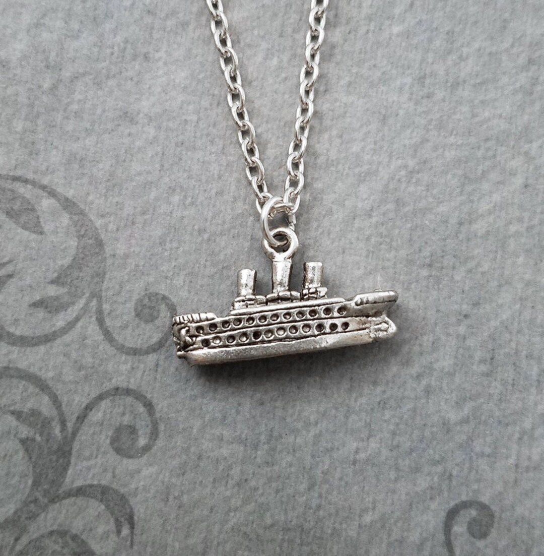 Ship Necklace VERY SMALL Cruise Ship Charm Necklace Boat Necklace Ship ...