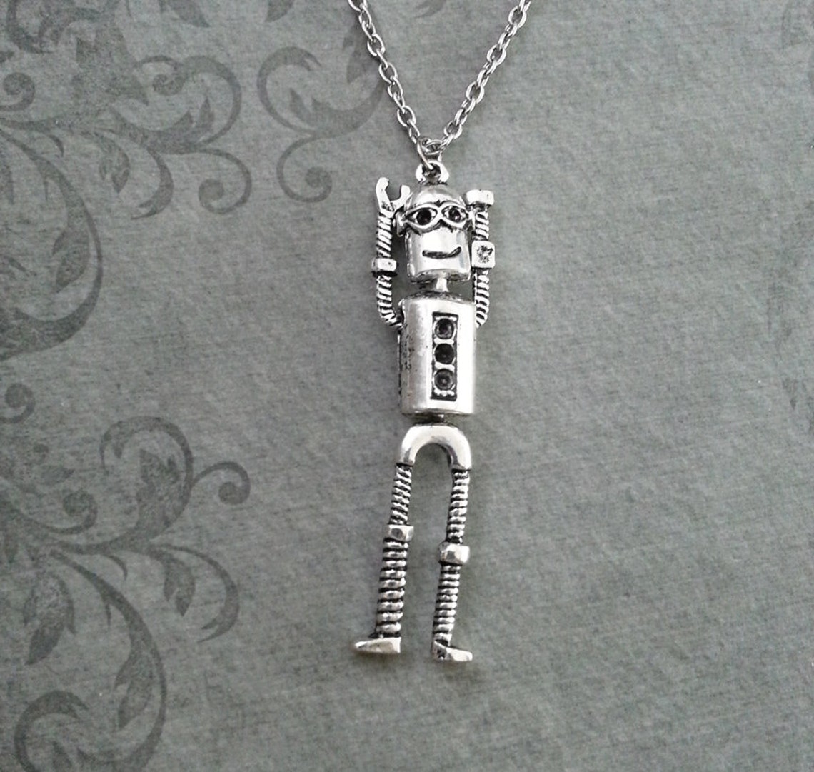 Robot Necklace BIG Robot Jewelry Geek Gift Geek Jewelry - Etsy