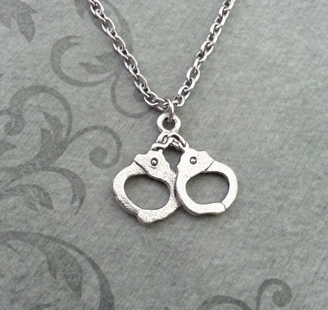 Handcuffs Necklace, SMALL Handcuff Necklace, Cop Necklace, Silver ...