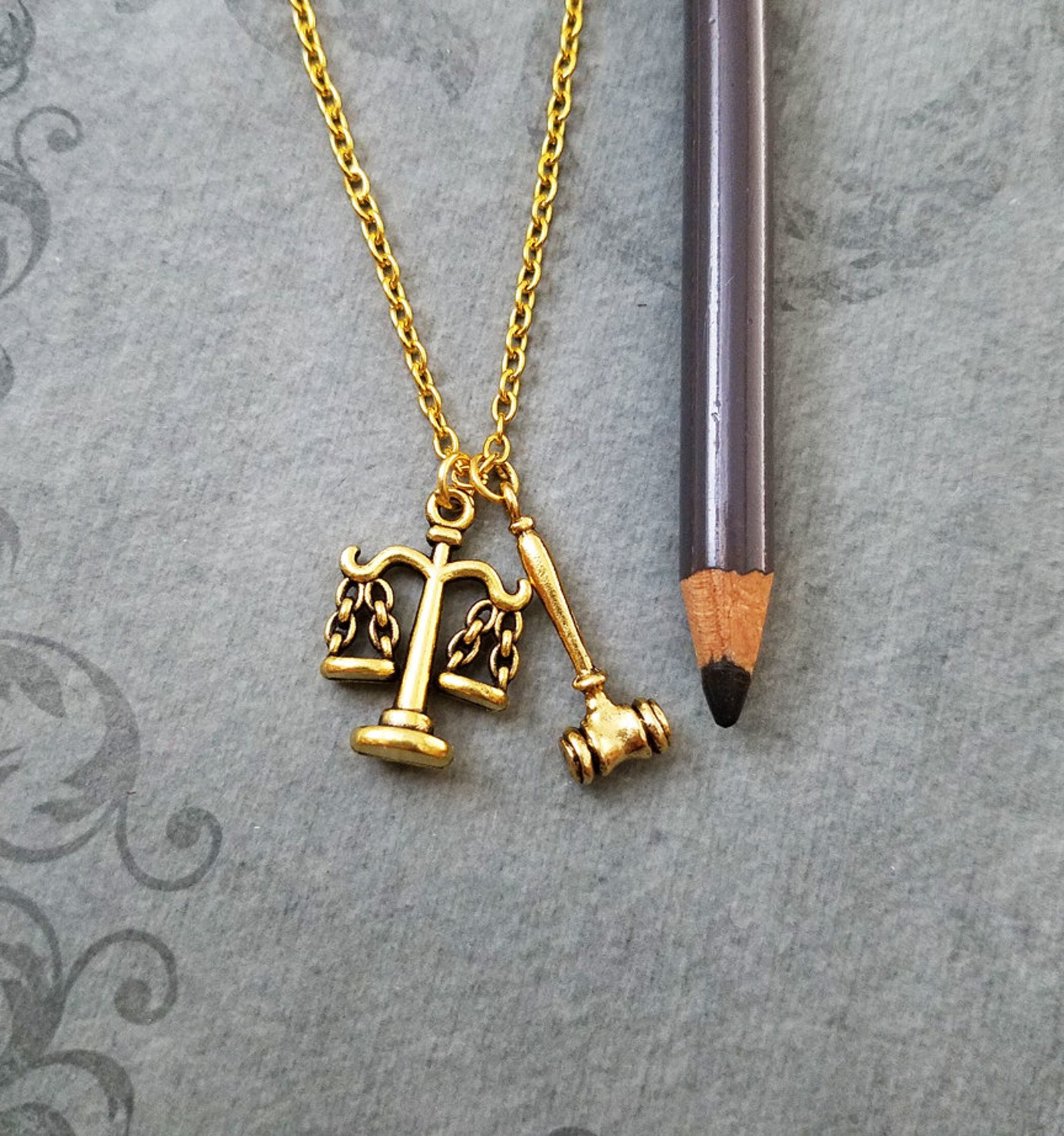 Scales Necklace SMALL Scales of Justice Necklace Scales Charm | Etsy