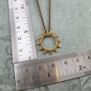 Gear Necklace SMALL Bronze Gear Charm Necklace Gear Jewelry Cogs and ...