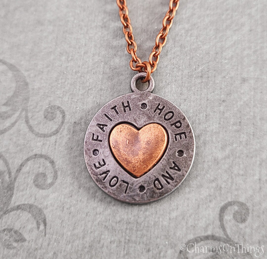 Heart Necklace Faith Hope And Love Necklace Faith Necklace Hope