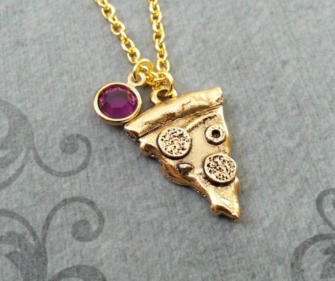 Pizza Necklace Pepperoni Pizza Jewelry Gold Pizza Charm Necklace Pizza ...