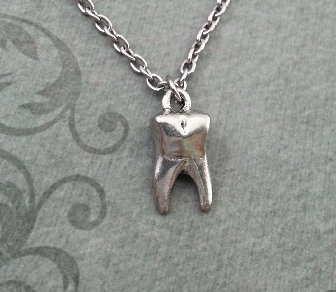 Tooth Necklace VERY SMALL Silver Tooth Jewelry Wisdom Tooth Gift Dental ...