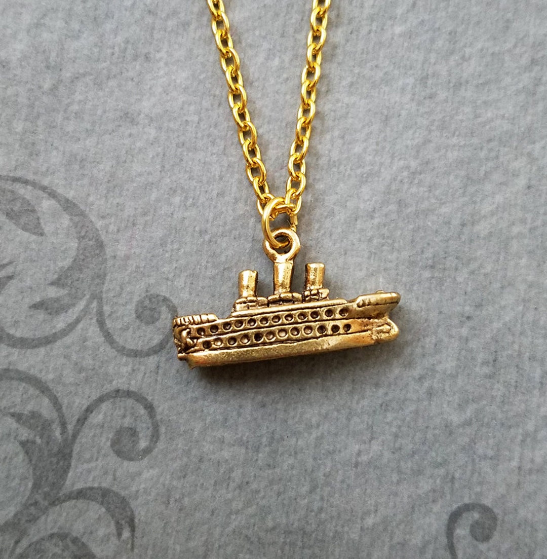 Ship Necklace VERY SMALL Cruise Ship Charm Necklace Boat Necklace Ship ...