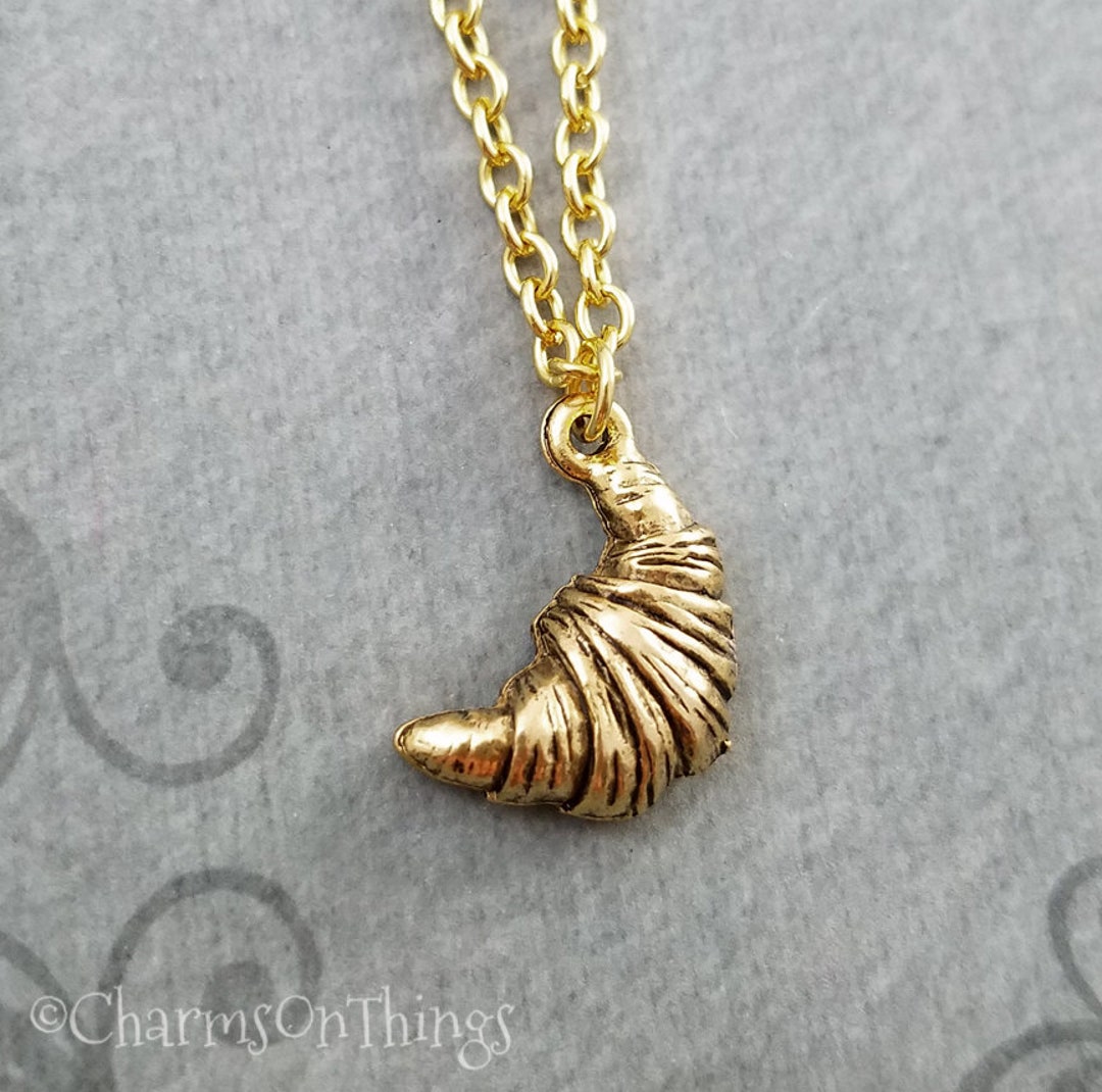 Croissant Necklace SMALL Croissant Charm Croissant Pendant Necklace ...