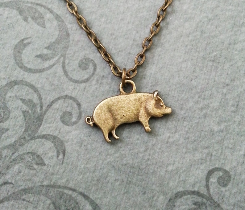 Pig Necklace SMALL Bronze Pig Jewelry Brass Pig Pendant | Etsy