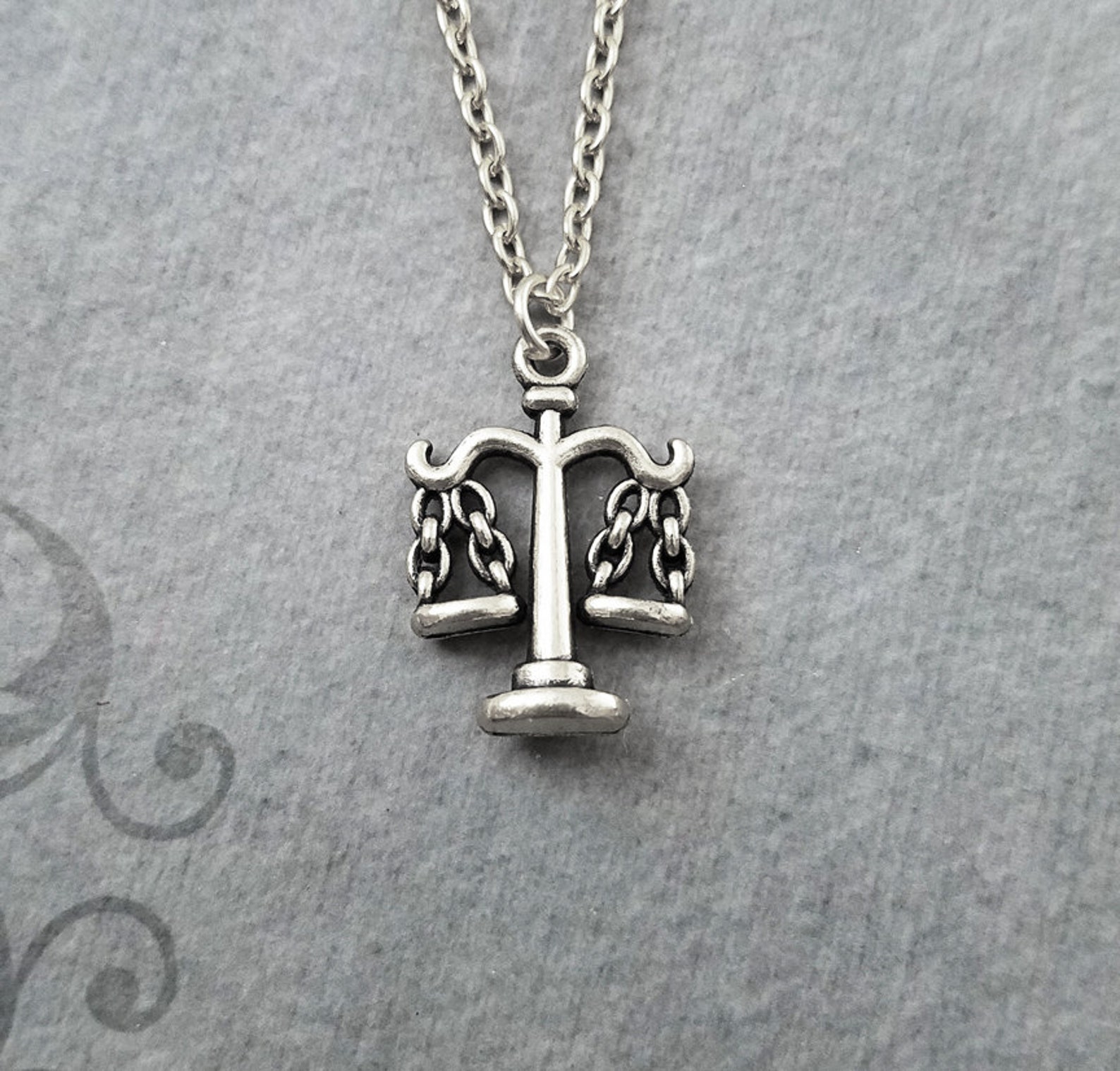Scales Necklace SMALL Scales of Justice Necklace Scales Charm Necklace ...