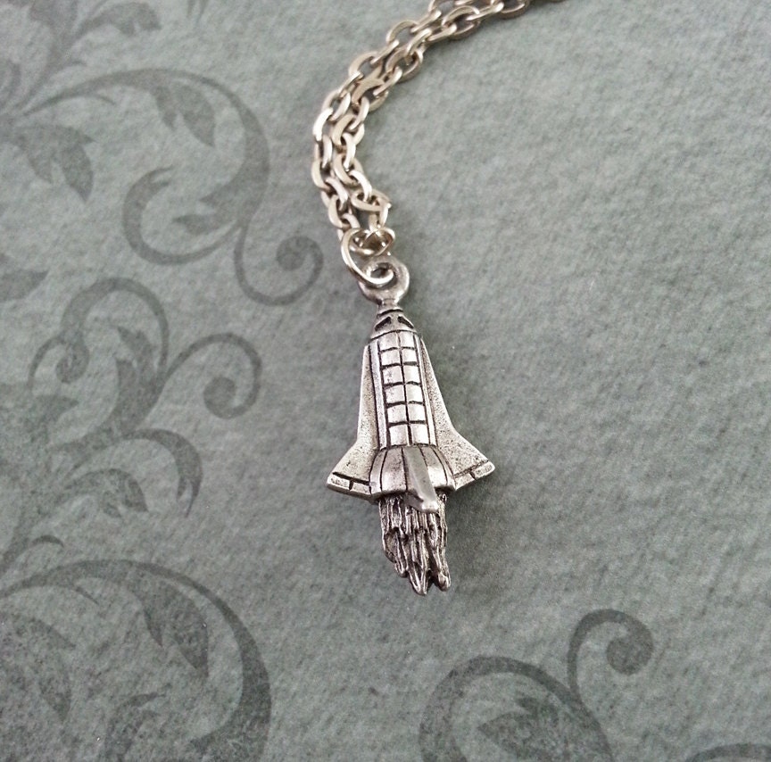 Rocket Necklace Rocket Jewelry Silver Spaceship Pendant - Etsy