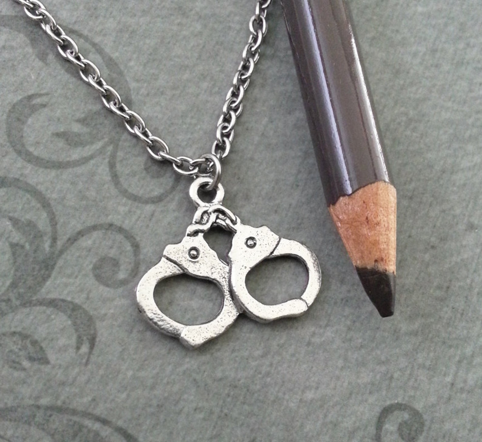 Handcuffs Necklace, SMALL Handcuff Necklace, Cop Necklace, Silver ...