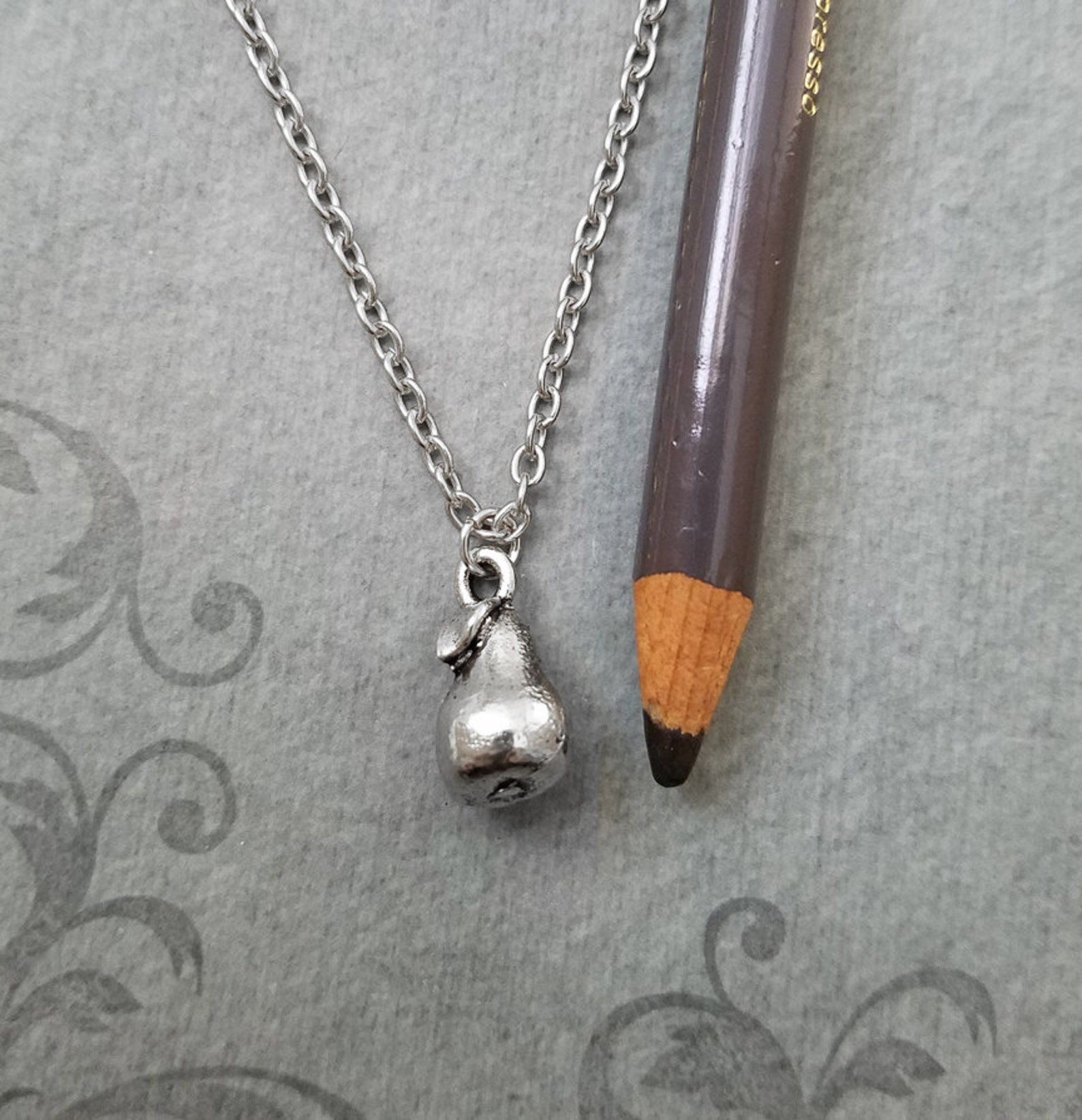 Pear Necklace VERY SMALL Pear Charm Necklace Pear Jewelry Pear - Etsy