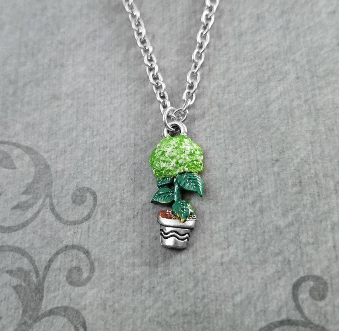 Hydrangea Necklace SMALL Green Hydrangea Jewelry Hydrangea Charm ...