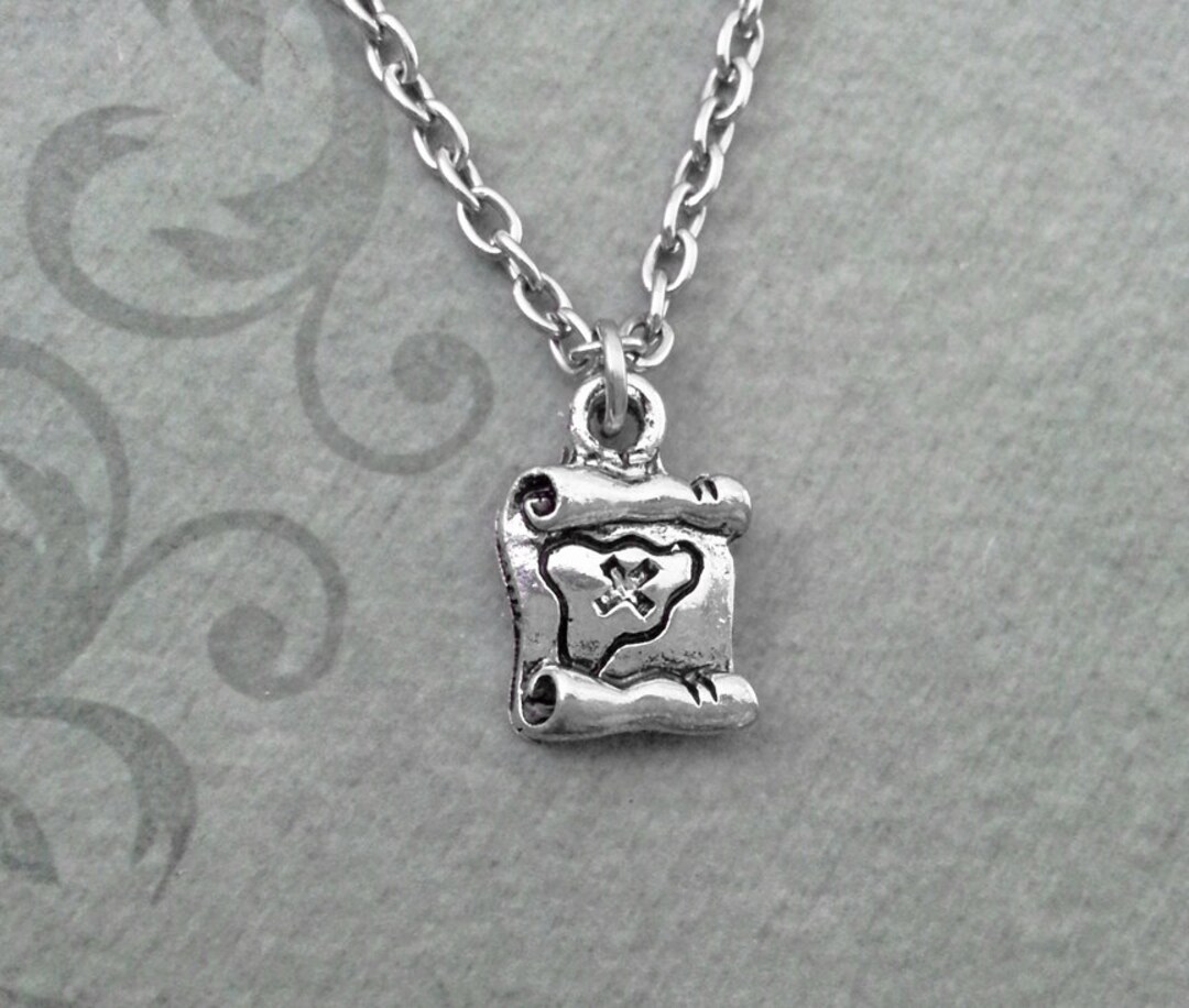 Treasure Map Necklace VERY SMALL Map Pendant Necklace Pirate Jewelry ...