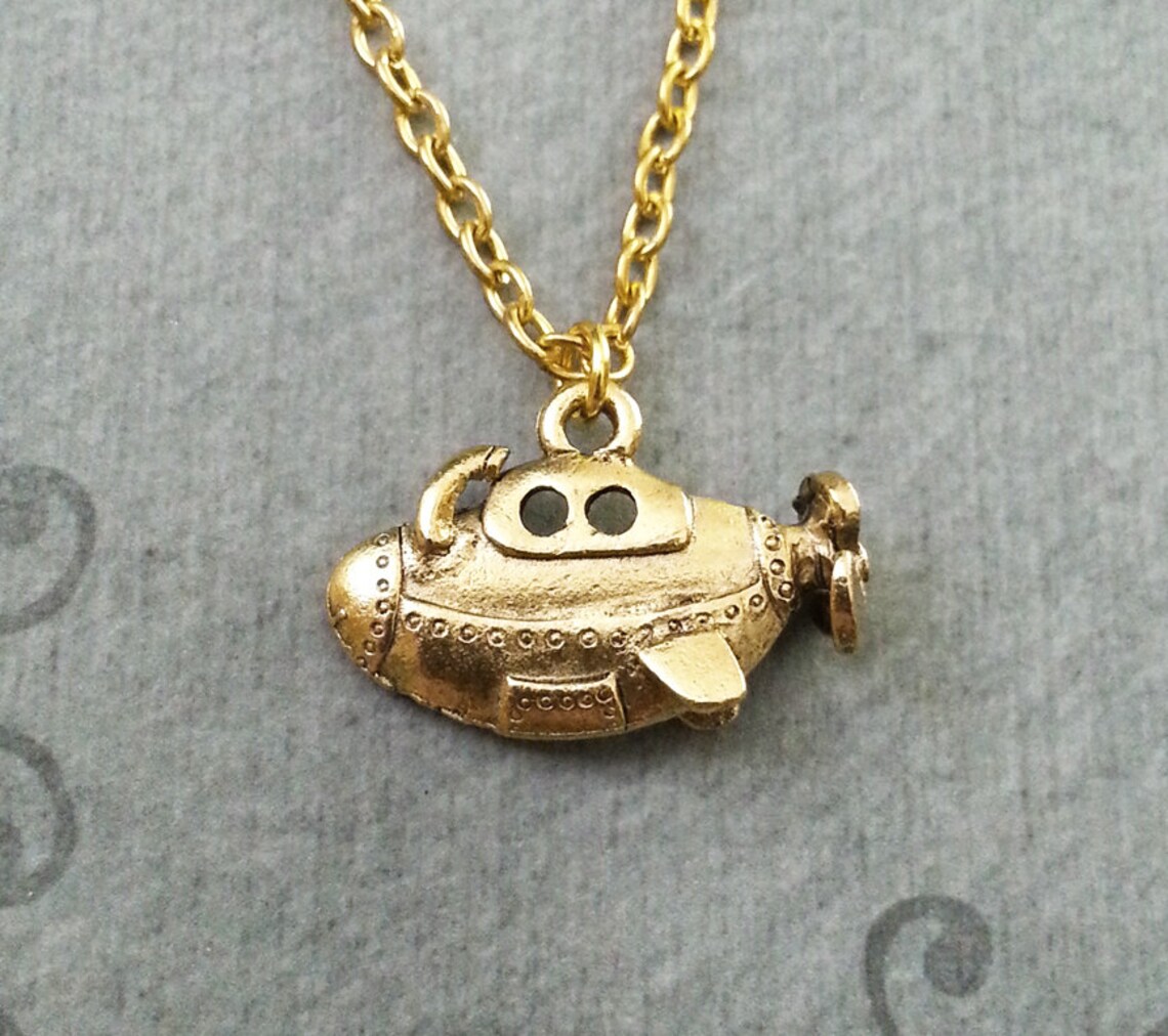 Submarine Necklace SMALL Submarine Jewelry Gold Submarine Charm ...