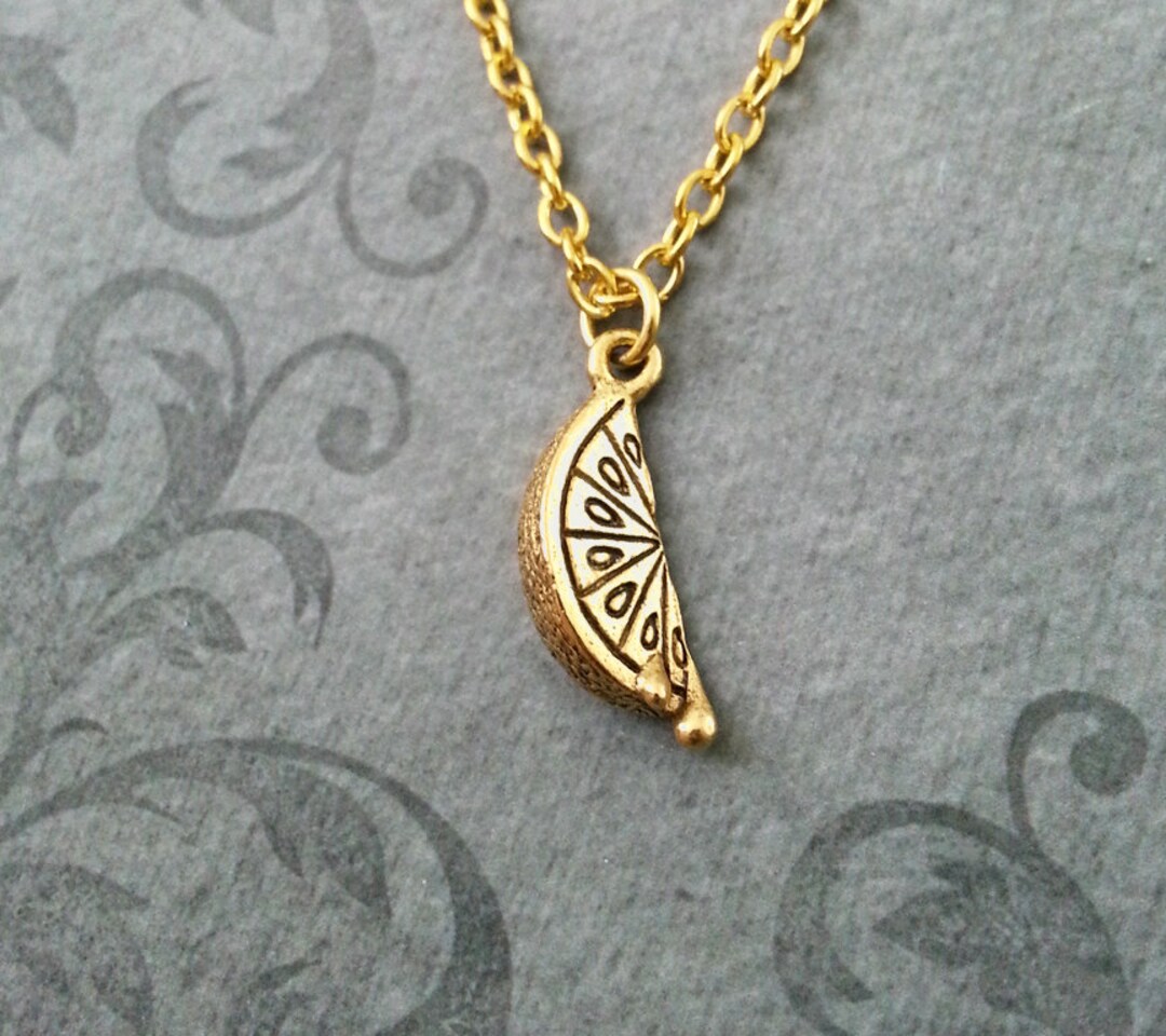 Lemon Necklace SMALL Lemon Jewelry Gold Lemon Charm Necklace Lemon ...