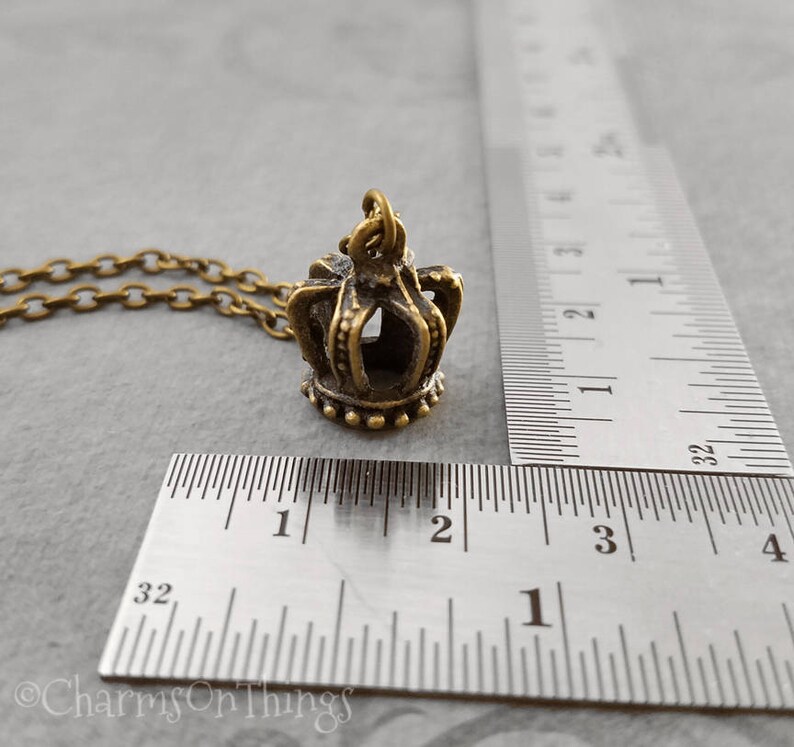 Crown Necklace SMALL Bronze Crown Charm Necklace Queen - Etsy