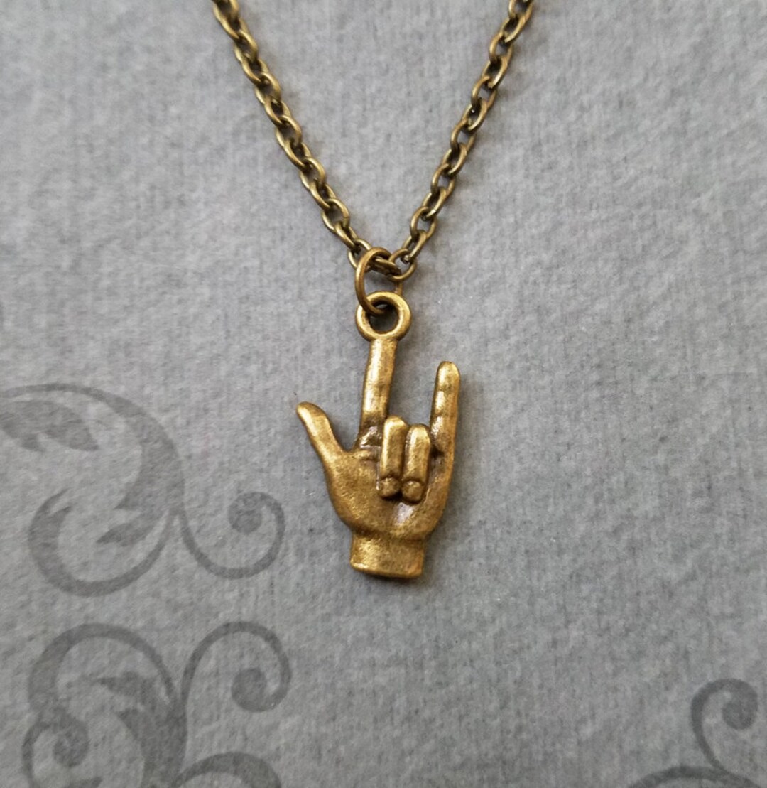 I Love You Necklace SMALL Sign Language Necklace I Love You Hand ...