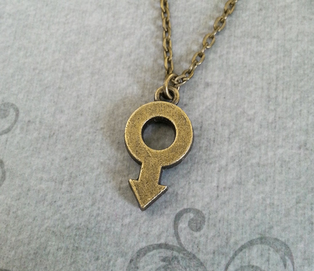 Mars Symbol Necklace SMALL Mars Necklace Bronze Mars Charm Necklace ...