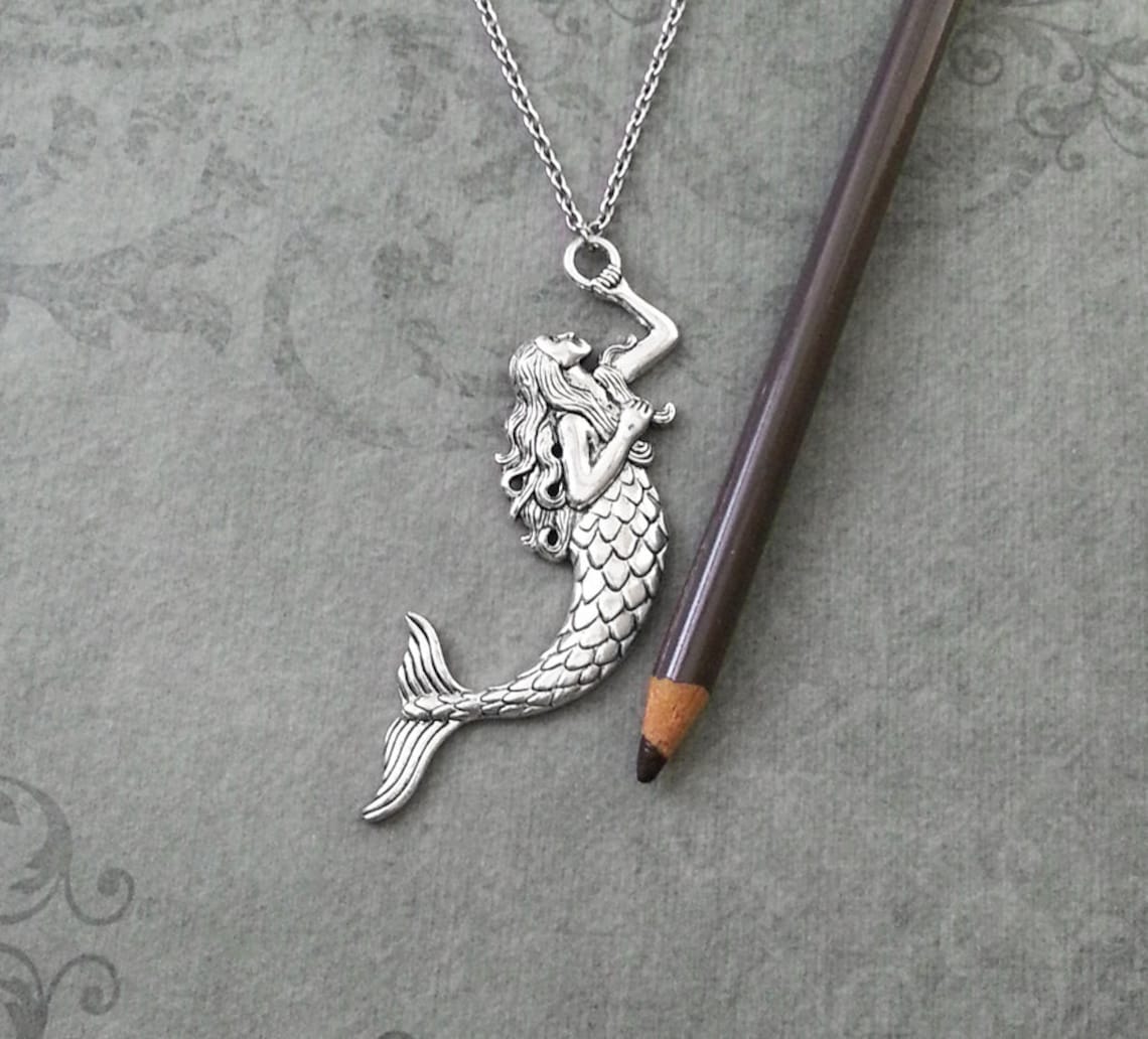 Mermaid Necklace LARGE Mermaid Jewelry Mermaid Pendant | Etsy