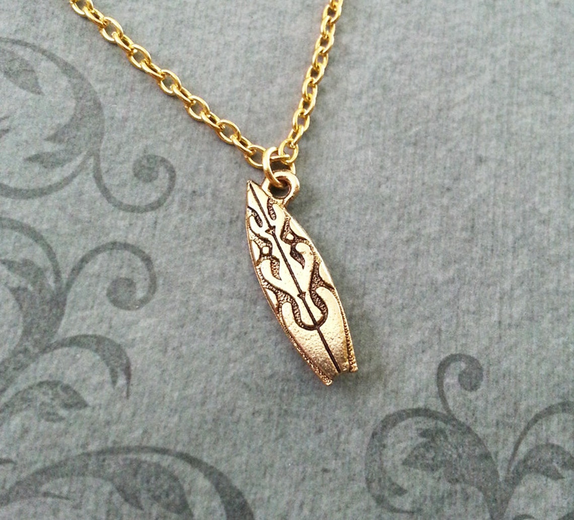 Surfboard Necklace SMALL Gold Surfboard Jewelry Surfing - Etsy