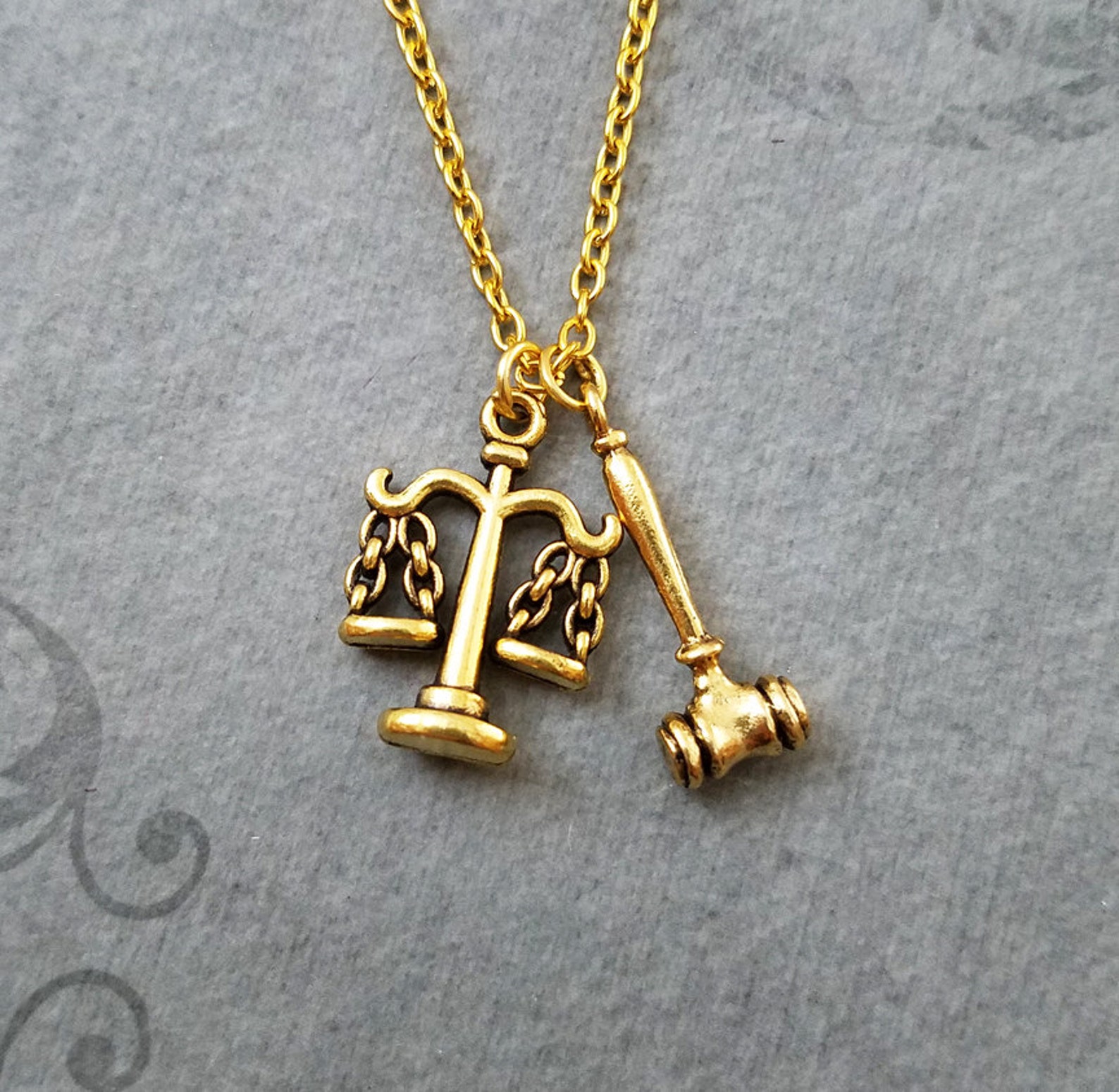 Scales Necklace SMALL Scales of Justice Necklace Scales Charm Necklace ...