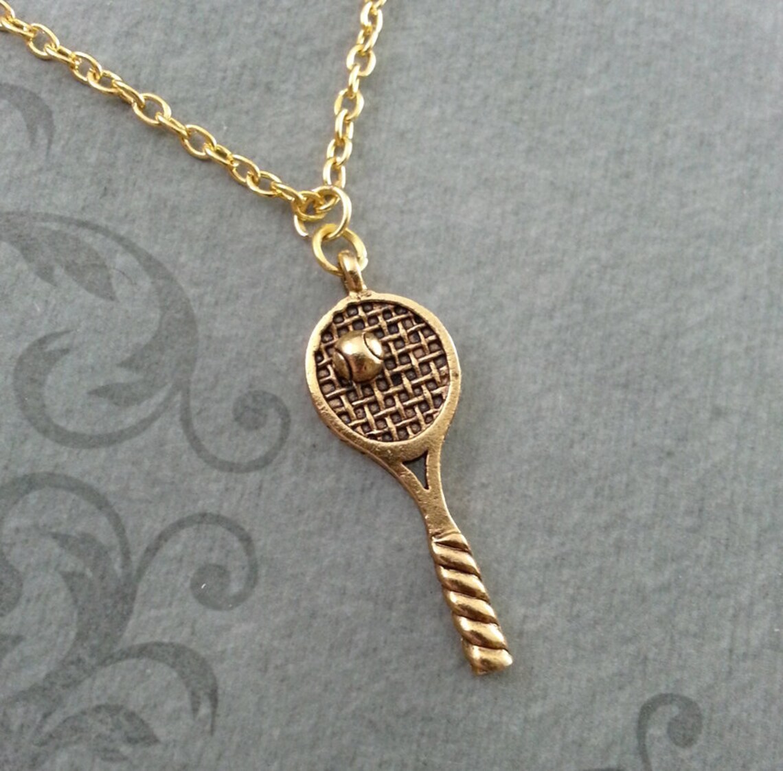 Tennis Racket Necklace Tennis Jewelry Gold Tennis Racket - Etsy