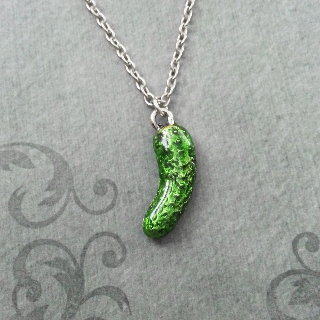 Pickle Necklace VERY SMALL Pickle Jewelry Green Pickle Charm Necklace ...