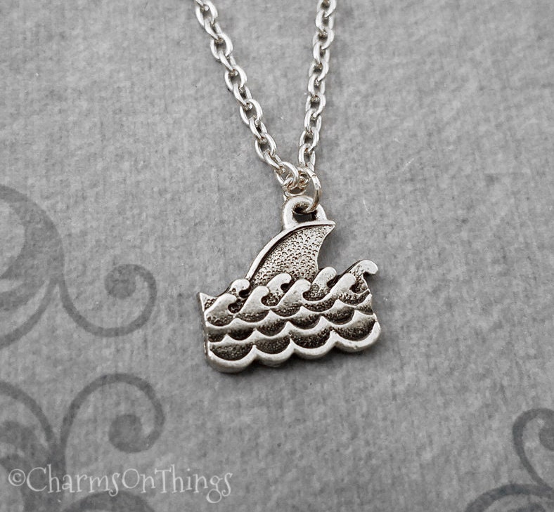 Shark Necklace SMALL Shark Fin Charm Shark Jewelry Beach - Etsy