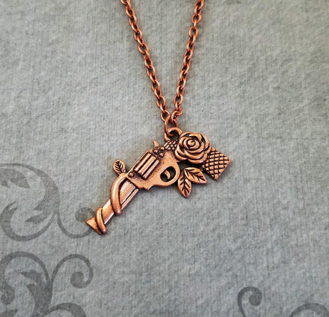 Revolver Necklace SMALL Gun Necklace Gun Jewelry Copper Necklace Gun ...