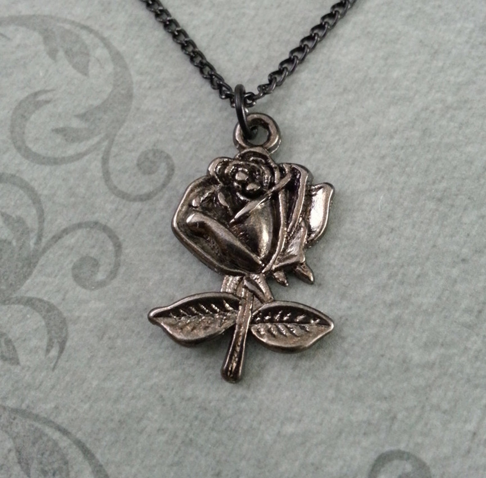 Black Rose Necklace Rose Jewelry Black Necklace - Etsy