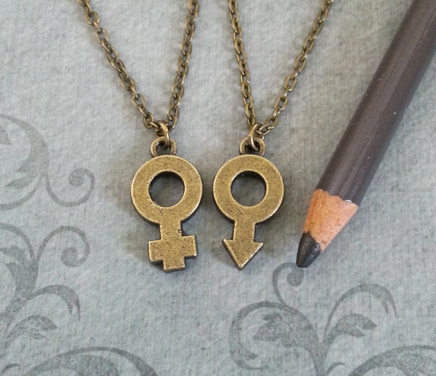 Mars and Venus Necklaces Mars Symbol Necklace Bronze Venus Symbol ...