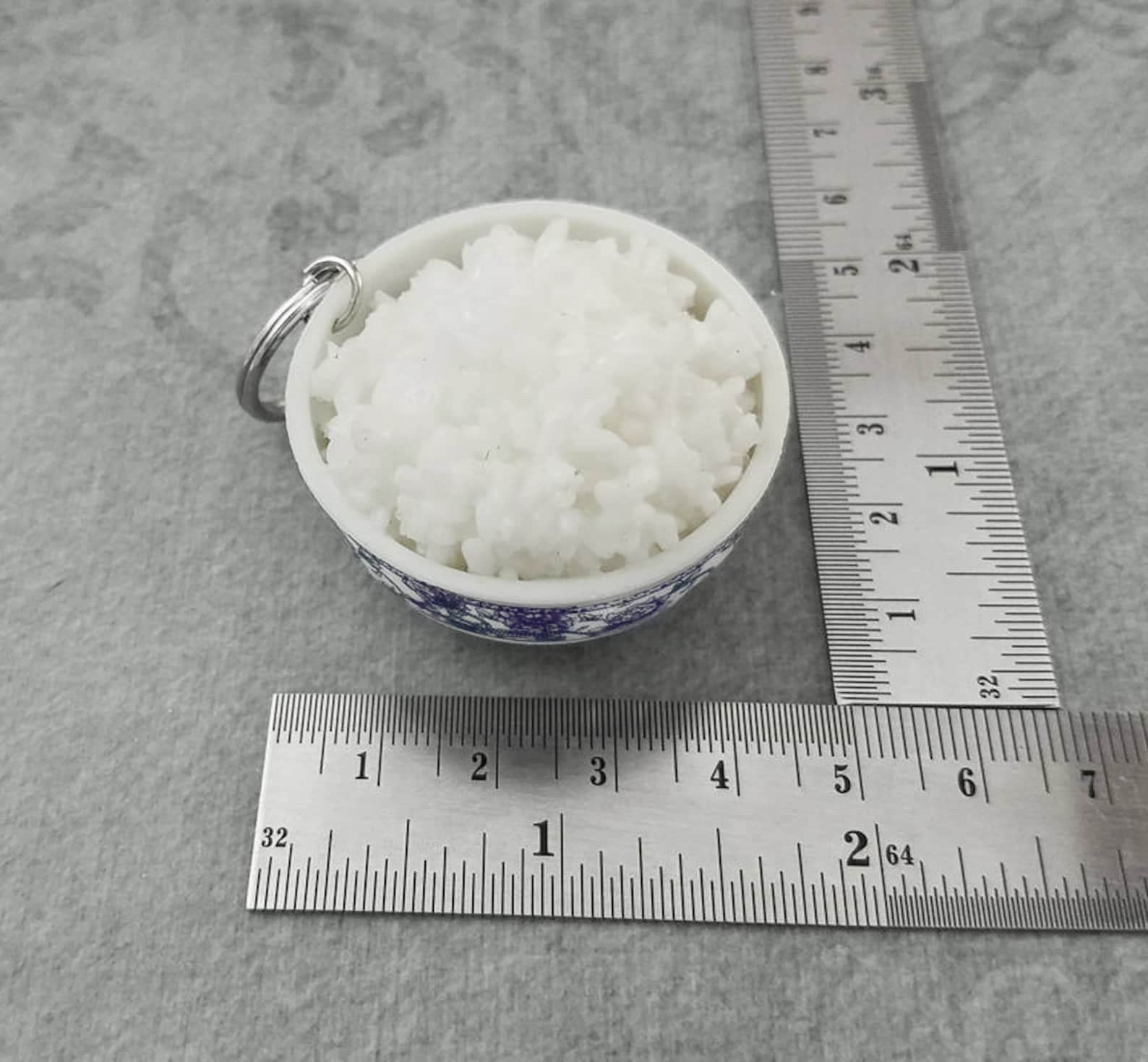Rice Keychain LARGE Rice Bowl Keychain Rice Keyring Chinese - Etsy